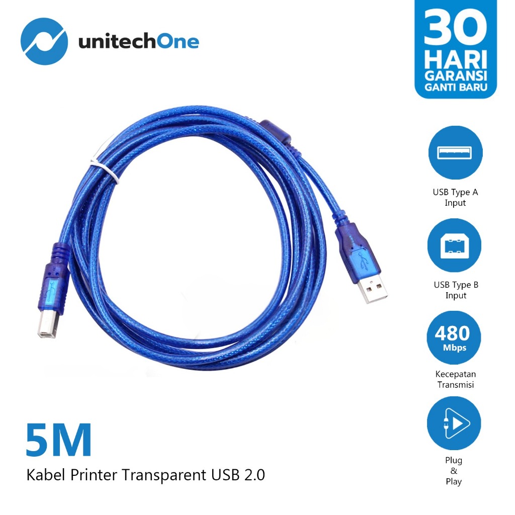 Jual Kabel Printer / Fax / Scanner USB 2.0 A + B | 1,5 M / 3 M / 5 M ...