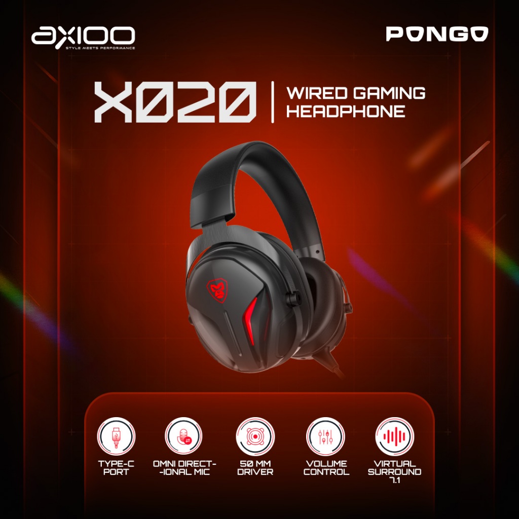 Jual HEADSET GAMING AXIOO PONGO X020 / X-020 WIRED TYPE C / USB ...