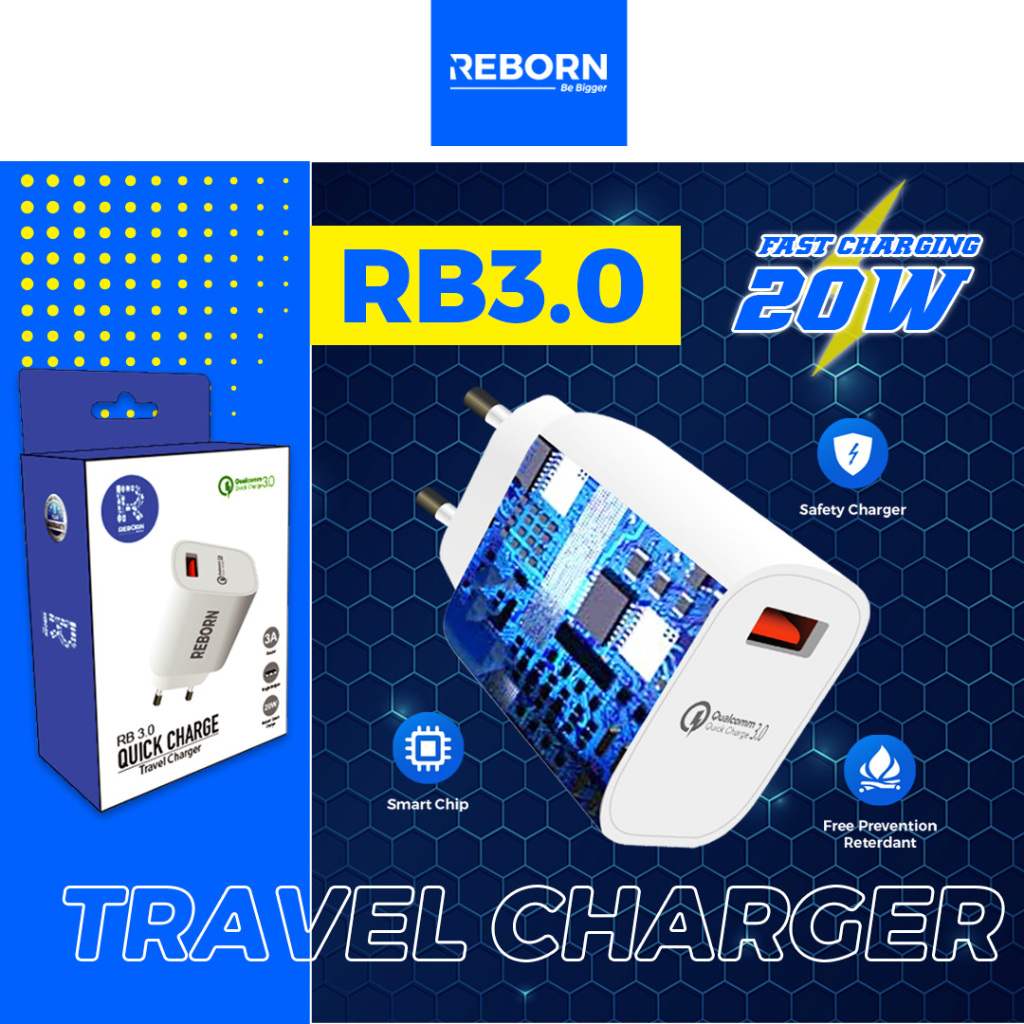 Jual Charger Adaptor Reborn RB 3.0 Single USB Fast Charging 20watt | Shopee Indonesia