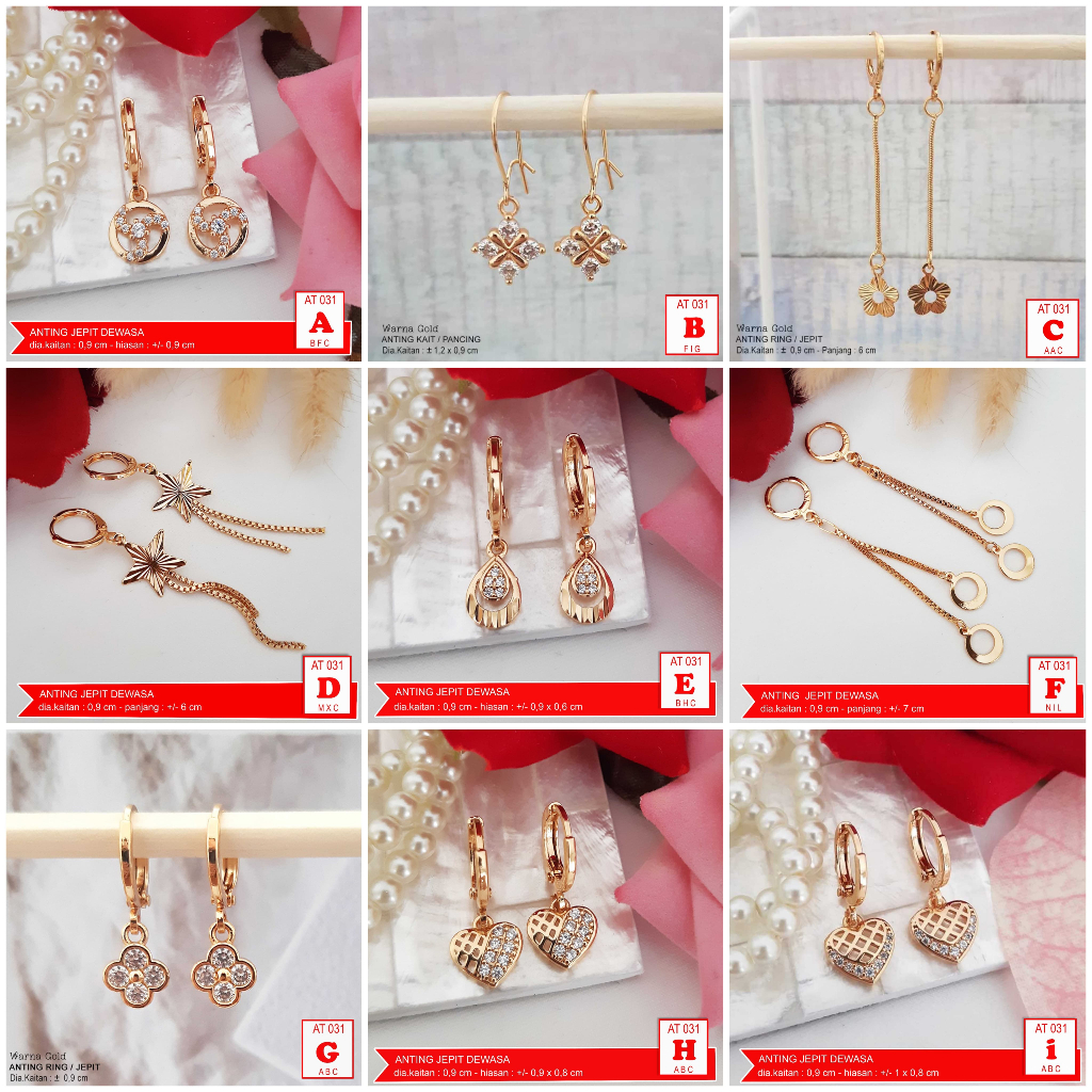 Jual AT 031 Anting Jepit Wanita Permata Zirkon Perhiasan Xuping Lapis ...
