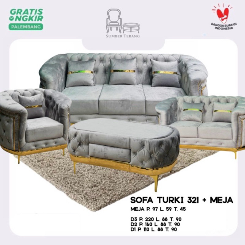 Jual Sofa Turki 321 Minimalis Modern Sofa Seribu Kancing Sofa Kursi Tamu Sultan Kursi Tamu 321 ...
