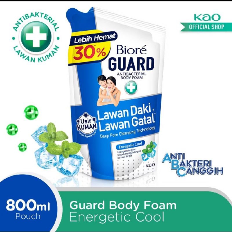 Jual Biore Guard Biru Sabun Mandi Cair 800 ml - Energetic Cool | Shopee ...