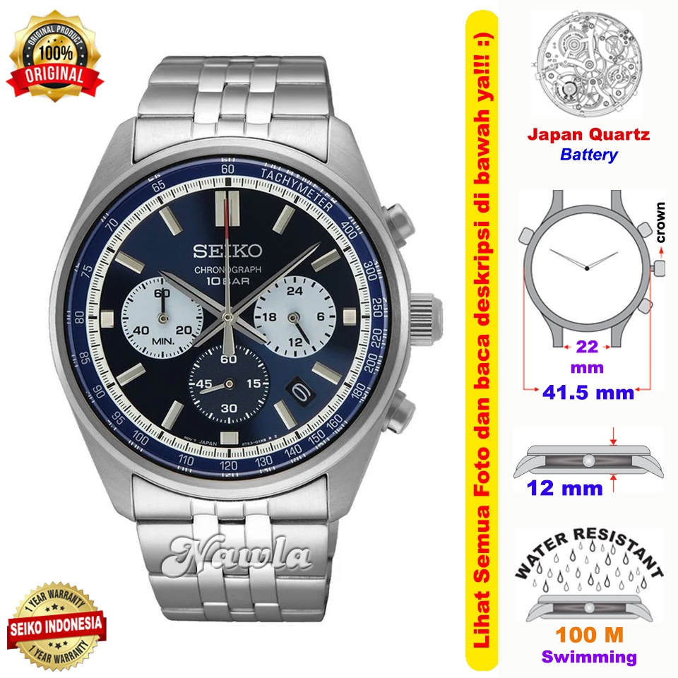 Jual Seiko Quartz SSB427P1 Chronograph Blue Dial - Jam Tangan Pria ...