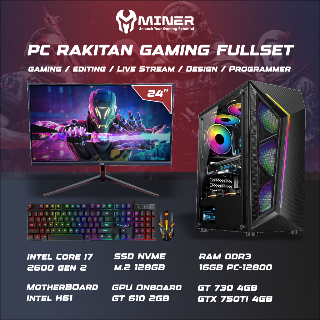 Jual PC Rakitan Gaming/Desain Fullset Intel Core I7 2600 SSD NVME 128GB ...