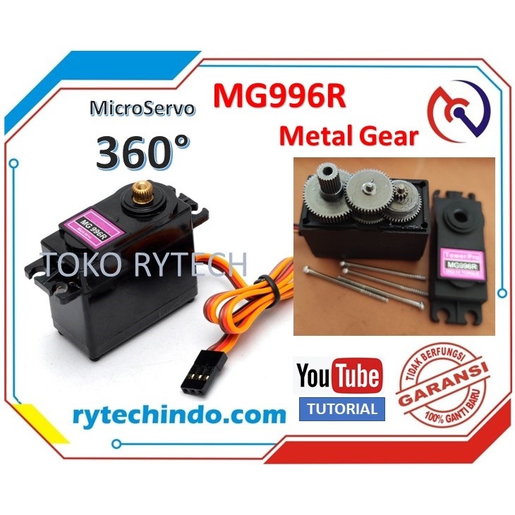 Jual Micro Servo Motor MG996R MG996 Metal Gear TowerPro 360 degree ...