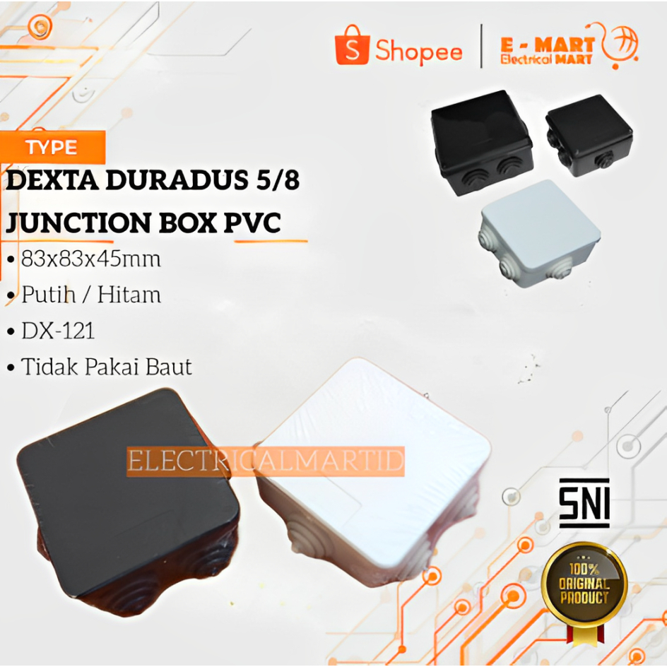 Jual DEXTA Duradus 83x83x45mm PVC Dorados Kotak Juction BOX Hitam Putih ...