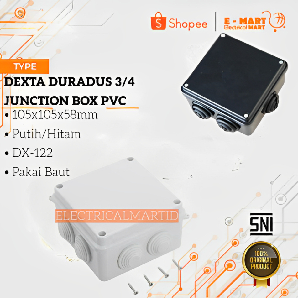 Jual DEXTA Duradus 105x105x58mm PVC Dorados Kotak Juction BOX Hitam ...