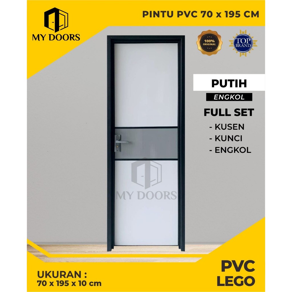 Jual Pintu Kamar Mandi / Kamar Tidur PVC Bahan Tebal Lego List Abu ...