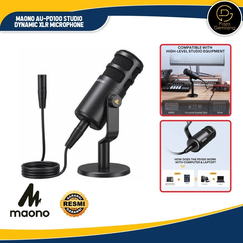 Jual Maono AU-PD100 Studio Dynamic XLR Microphone | Shopee Indonesia