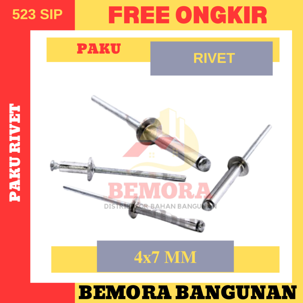 Jual Paku Rivet / Blind Rivet 523 SIP 4 x 7 MM | Shopee Indonesia