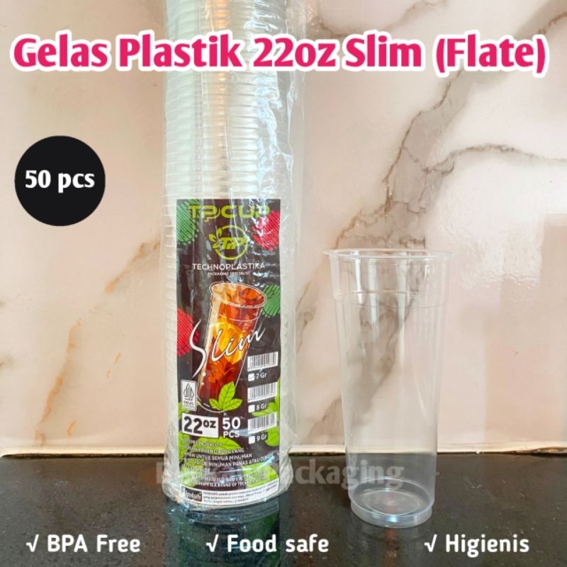 Jual (50 pcs) Gelas Plastik slim | Cup PP Slim 22 0z | Shopee Indonesia