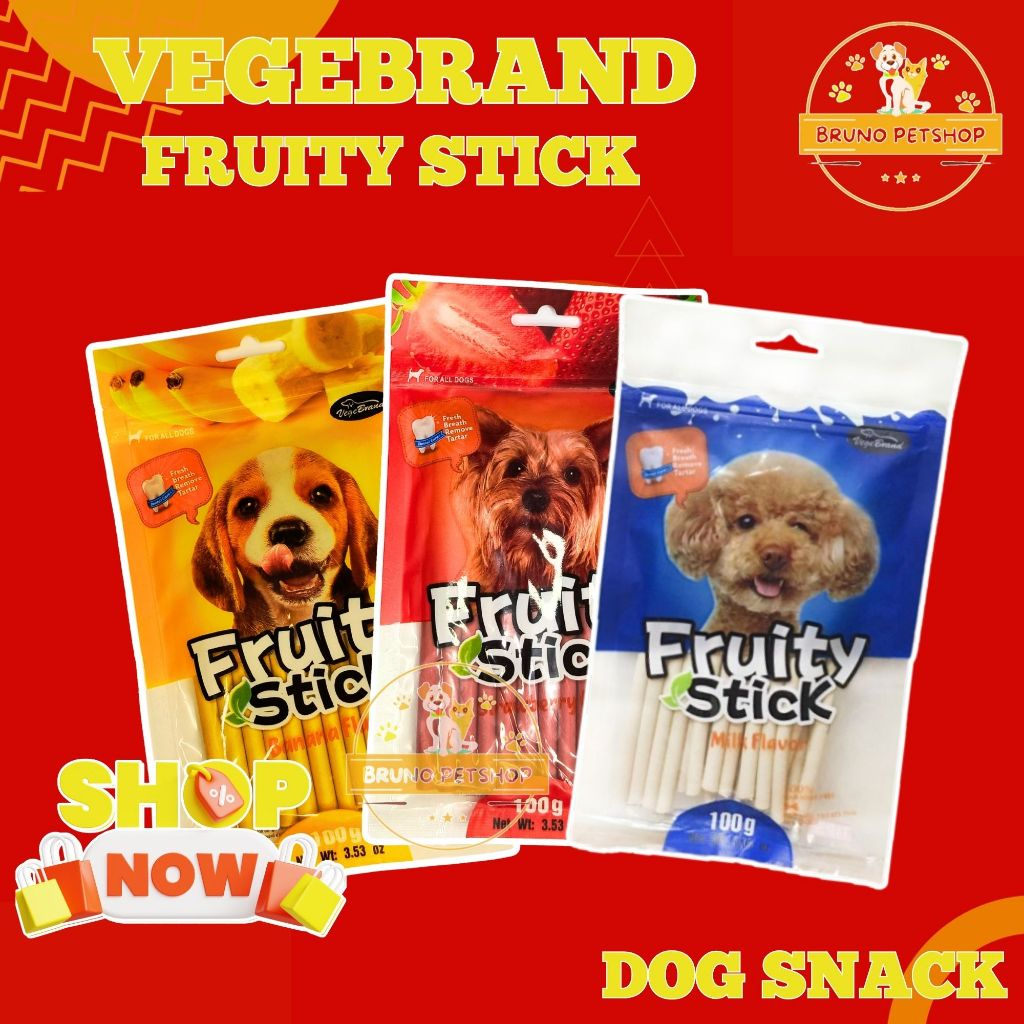 Jual Snack Anjing Vegebrand Fruity Stick Banana Milky Strawberry Puppy ...