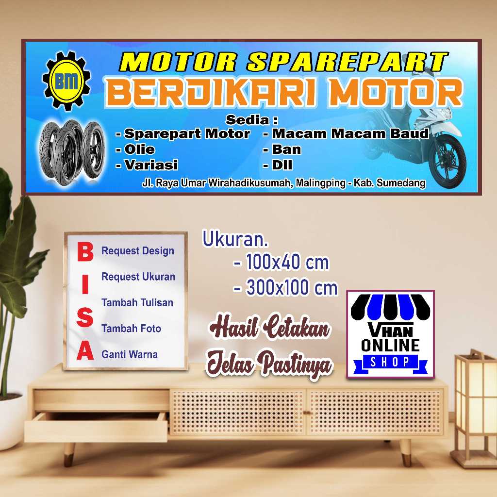 Jual Cetak Spanduk Banner Toko Sparepart Motor Keren Bagus | Shopee ...
