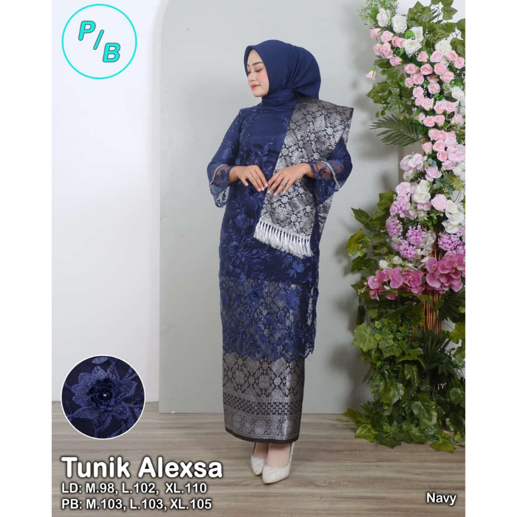 Jual Setelan kebaya tunik bunga timbul - kebaya modern - outfit ...