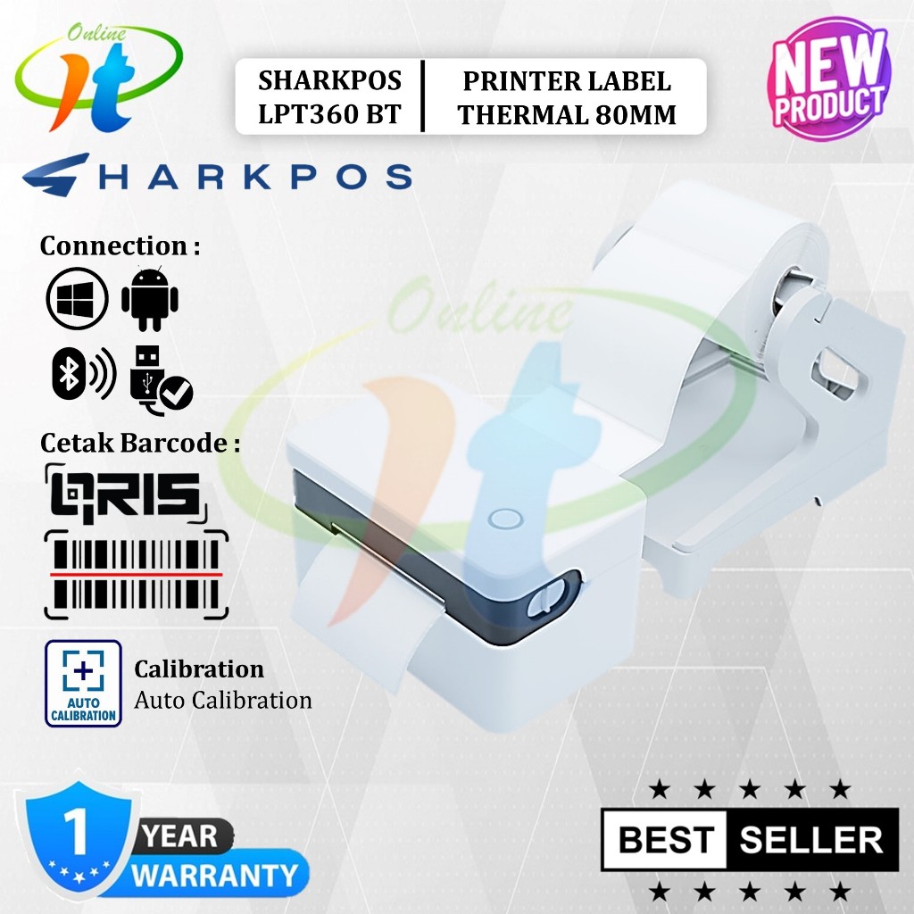 Jual Sharkpos LPT360 Printer Bluetooth Barcode Label Thermal USB RPP02N ...
