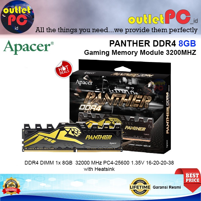 Jual APACER RAM PANTHER DDR4 8GB Single 3200Mhz PC4-25600 8G 8 GB D4 HS ...
