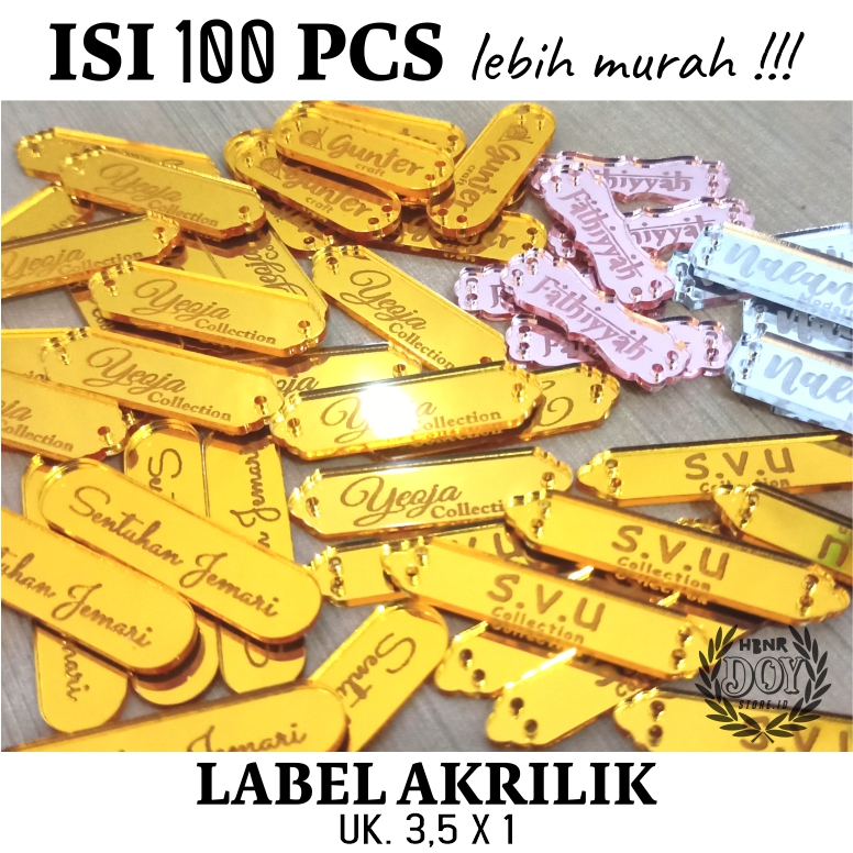 Jual Label Akrilik | 3,5x1 cm | Merk Akrilik | Label Hijab | Label ...
