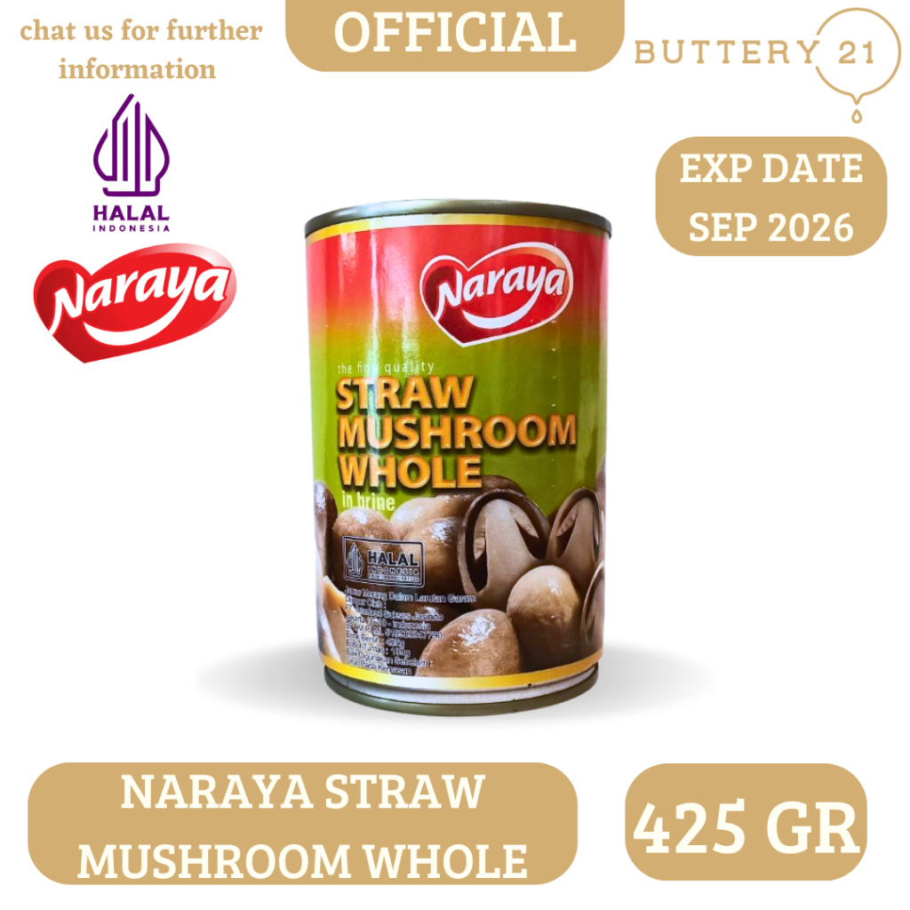 Jual NARAYA STRAW MUSHROOM WHOLE 425 GR/JAMUR MERANG KALENG/JAMUR ...