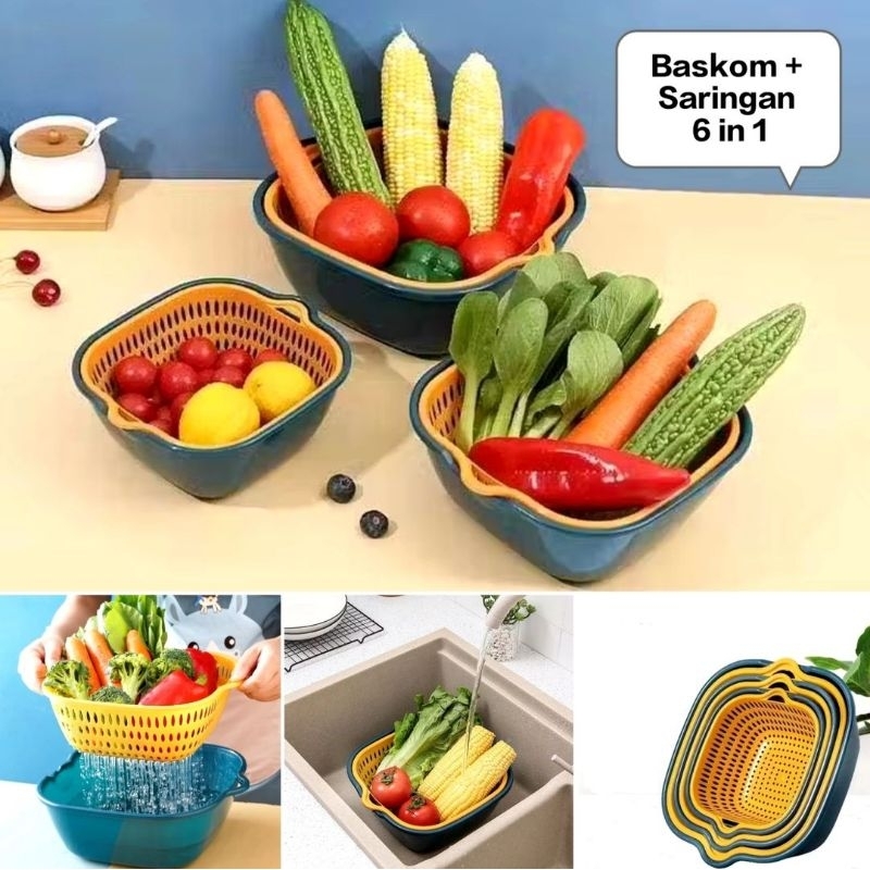 Jual BASKOM SARINGAN 6IN1 / BASKOM KERANJANG PENGERING SERBAGUNA 6 IN 1 ...