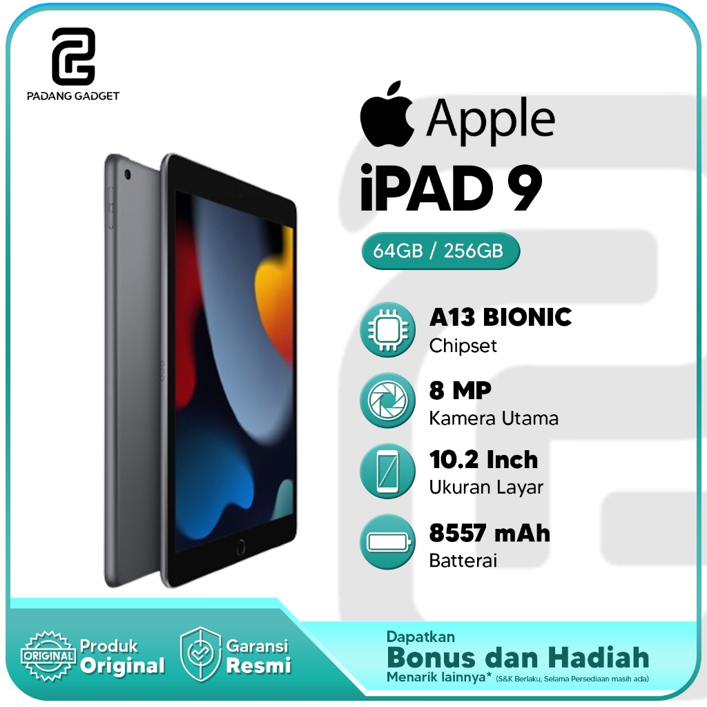 Jual Apple iPad (Gen 9) 10,2 inci, Wi-Fi & CELL 64GB & 256GB Garansi Resmi Ibox | Shopee Indonesia