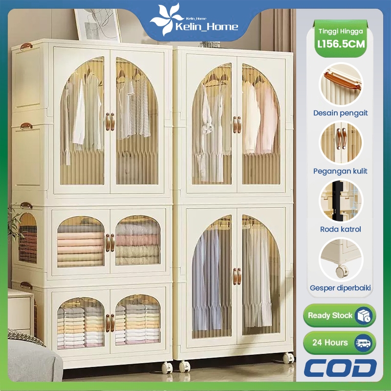 Jual Tinggi 66-156CM [1-4 Susun] Lemari Pakaian Plastik Besar Kotak ...