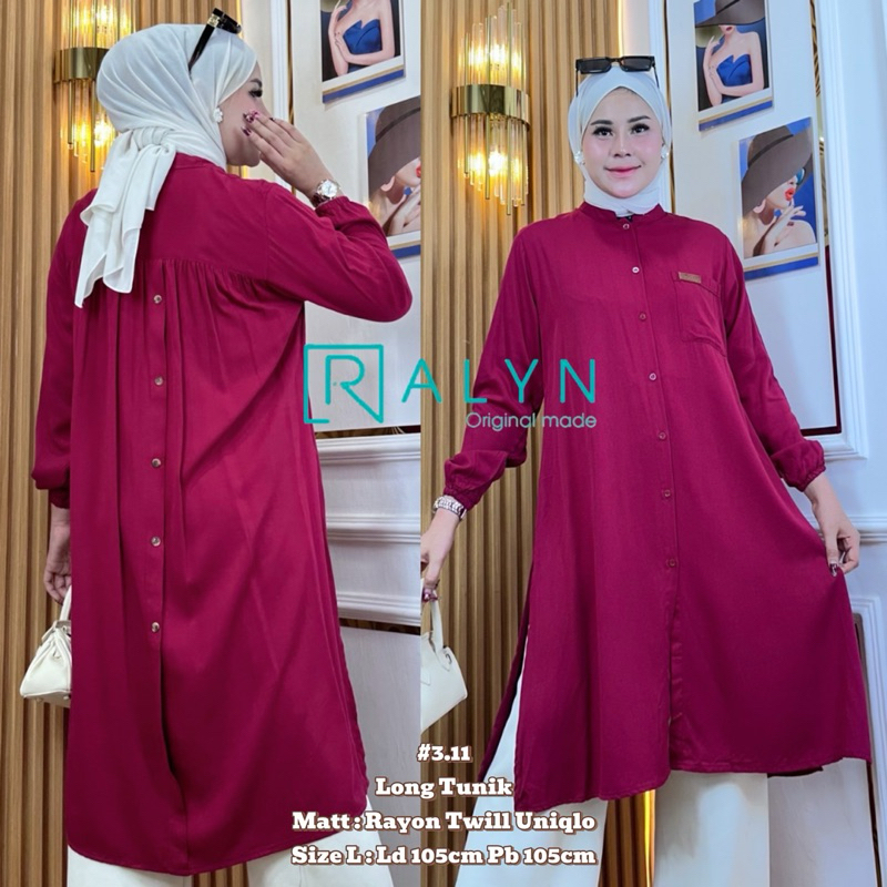 Jual RALYN - LONG TUNIK PANJANG RAYON TWILL POLOS #3.11 | Shopee Indonesia