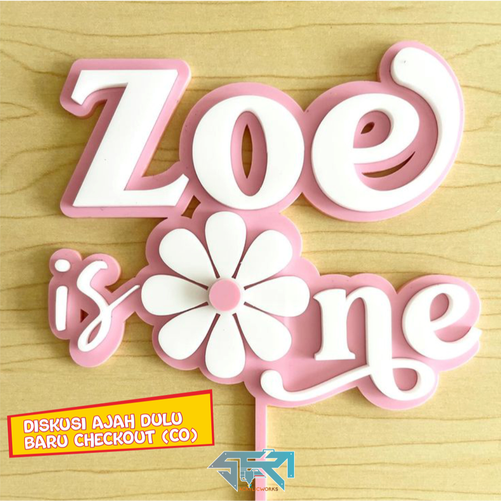 Jual Topper Cake Warna Softpink dan White Custom Hiasan Kue Ulangtahun ...