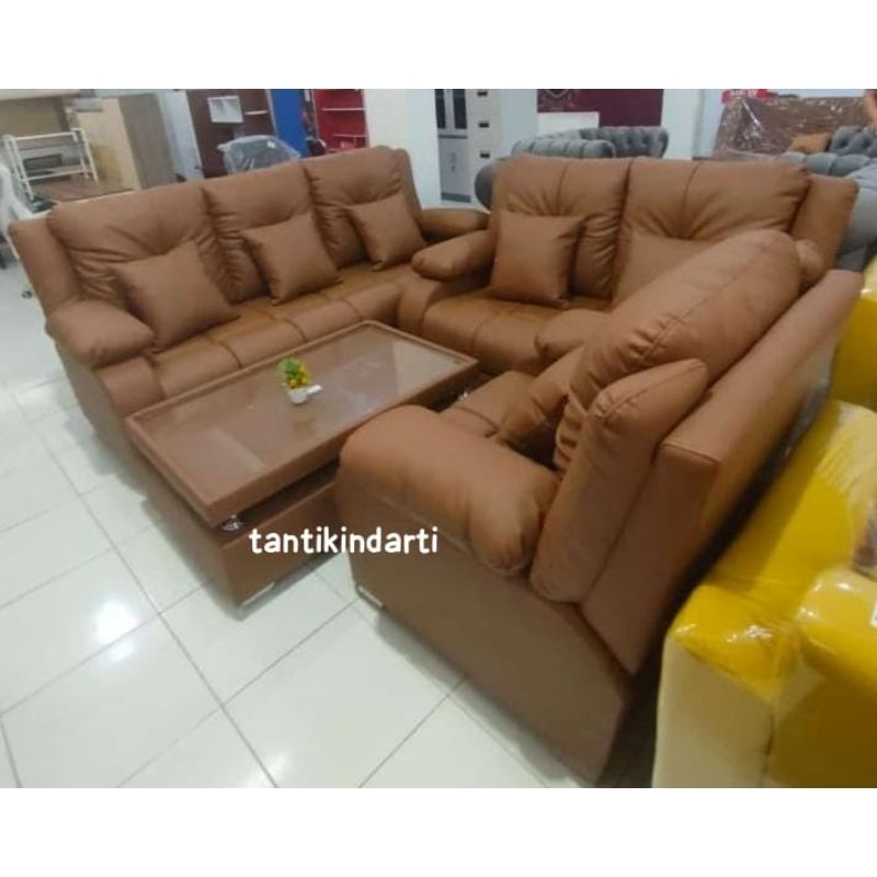 Jual 1 SET KURSI SOFA 321, 3,2,1 + MEJA + KACA + BANTAL | Shopee Indonesia