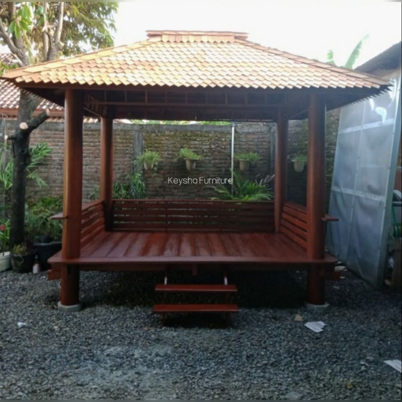 Jual Gazebo Kayu Kelapa Atap Sirap Kayu Ulin | Jual Gasebo Minimalis ...