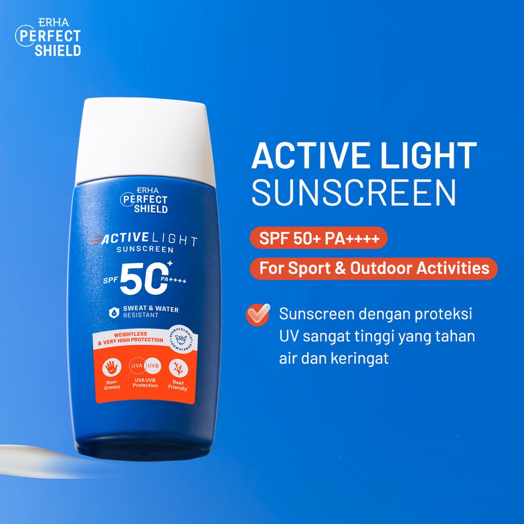 Jual ERHA Perfect Shield Active Light Sunscreen SPF 50+ PA++++ 15gr (sample travel size ...