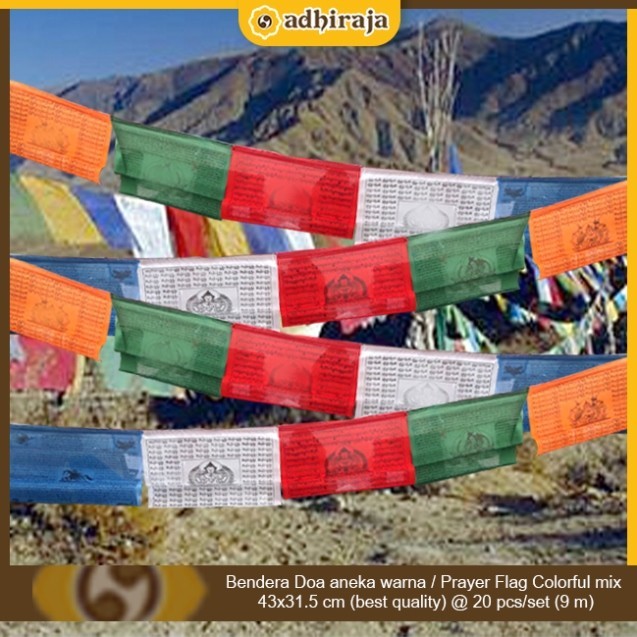 Jual Bendera Doa aneka warna / Prayer Flag Colorful mix 43x31.5 cm ...