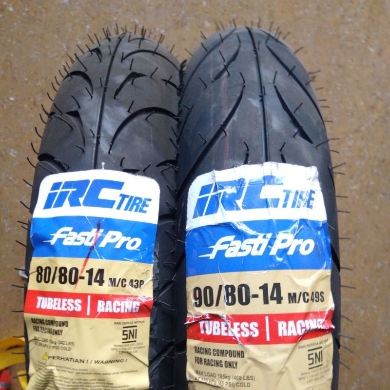 Jual Paket Sepasang Ban Tubles IRC FASTI Pro 2 Ban 90/80 80/80 - 14 Ban ...