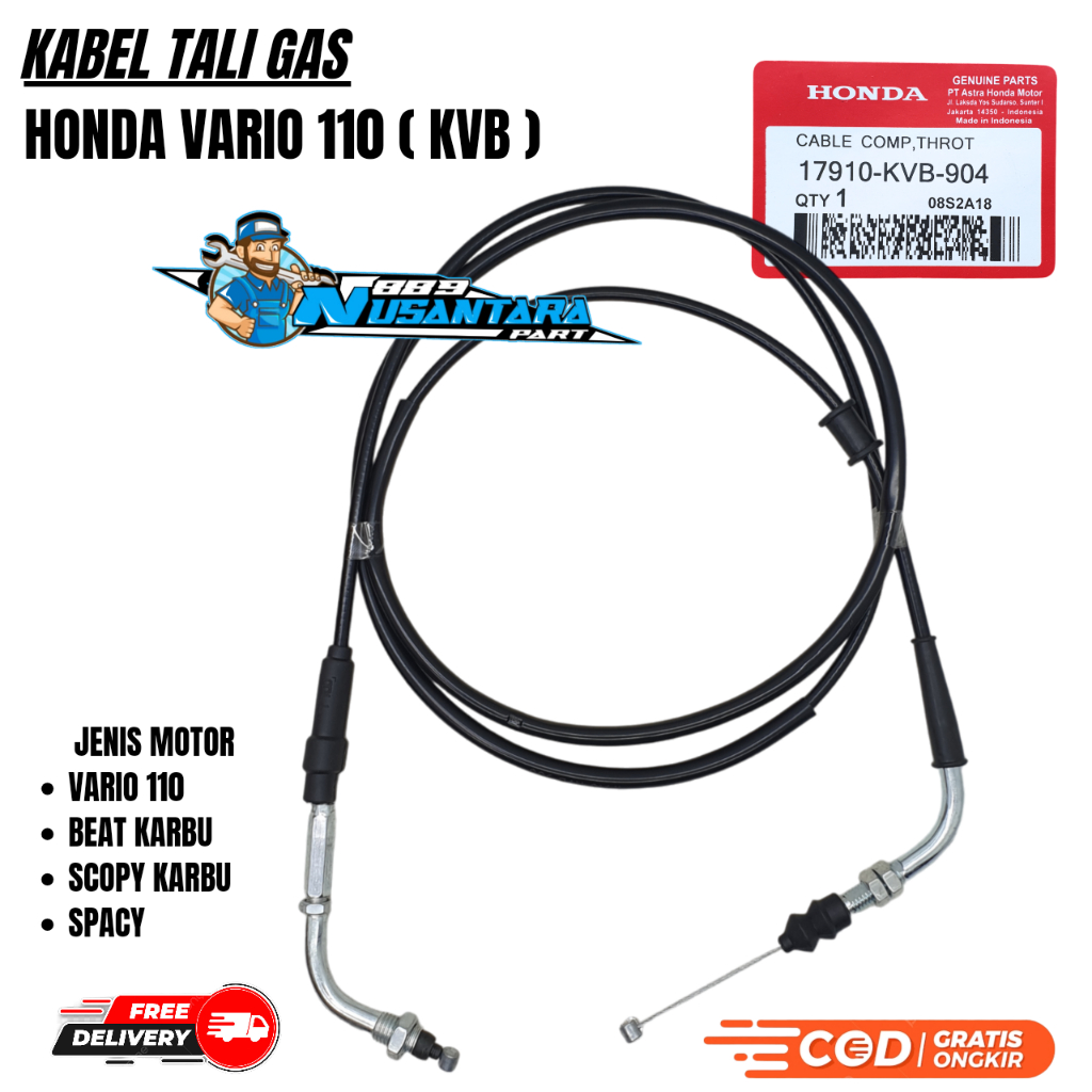 Jual KABEL GAS VARIO 110 KVB / BEAT / SCOOPY / SPACY / BEAT F1 STATER ...