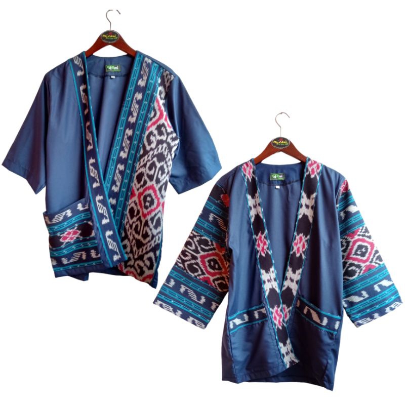 Jual TAJMAUL - outer tenun etnik Navy dilapisi trikot | Shopee Indonesia