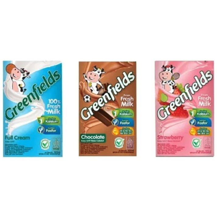 Jual Susu Greenfields UHT 125 ML / 105 ML 40pcs All Varian | Full Cream Choco Strawberry 105ml ...