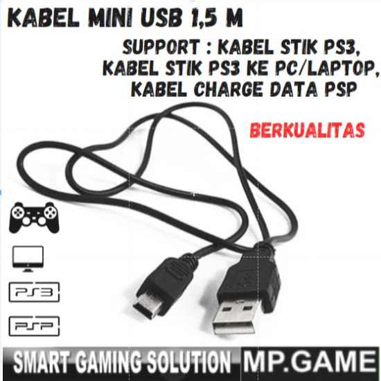 Jual Kabel charger mini usb biru 1,5 Meter bisa untuk transfer data ke ...