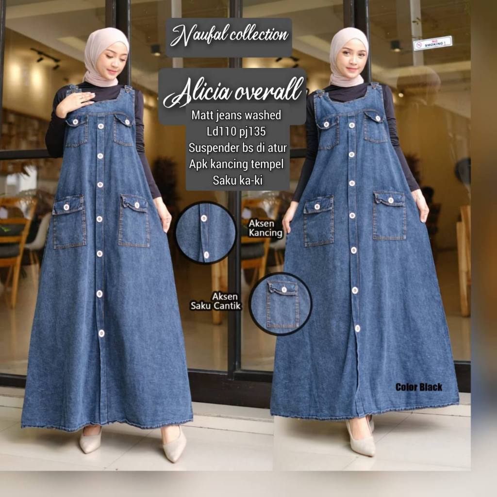 Jual Overall Jeans Cargo Jumbo Baju Kodok Jumpsuit Denim Polos Alicia Overall Dress Terbaru ...
