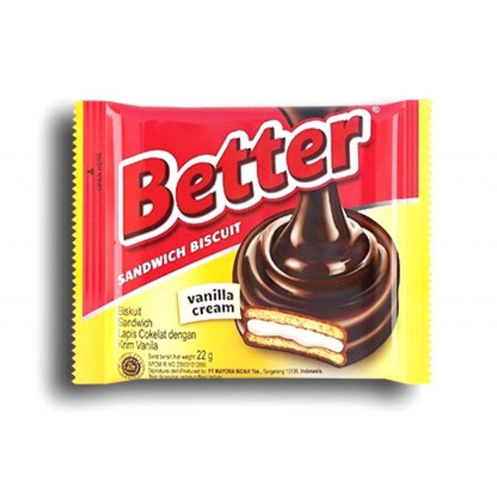 Jual Better renceng BISKUIT BETTER SANDWICH CREAM VANILLA RENCENG - Isi 10 pcs | Shopee Indonesia