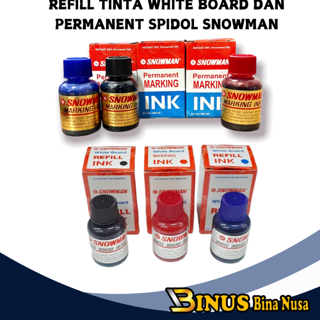 Jual Tinta Refill Spidol Whiteboard dan Permanent WB-20 Snowman ...