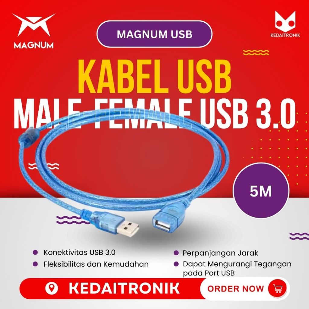 Jual Kabel USB MF 5M MAGNUM Perpanjangan Extension+Penguat 5 Meter ...