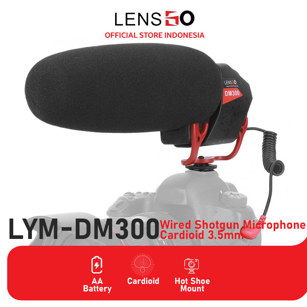 Jual LensGo LYM-DM300 Microphone Shotgun Cardioid Recorder Camera ...