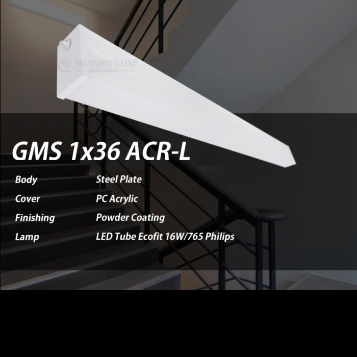 Jual Kap Lampu GMS 1X36 120CM Kap Lampu Acrylic TL T8 1X36W | Shopee ...