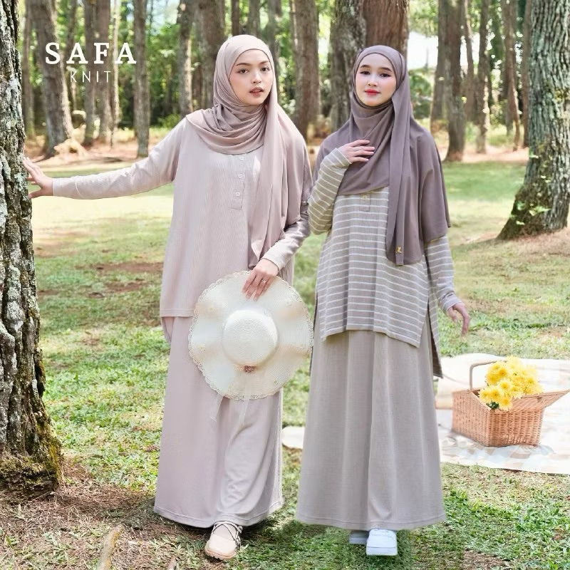Jual Albata hijab-Safa oneset rok dan atasan blouse rib knit oversize ...