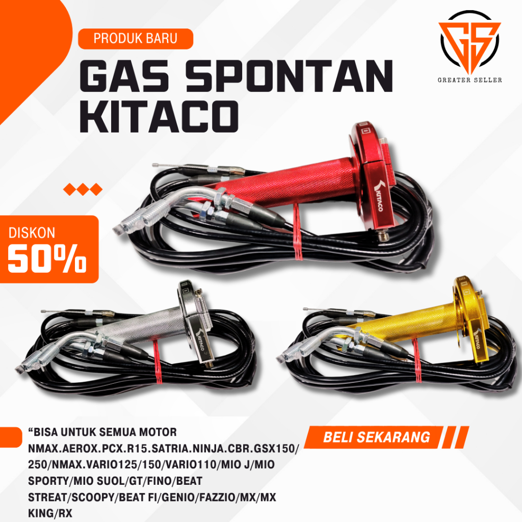 Jual GAS SPONTAN KITACO 2 KABEL UNIVERSAL MOTOR MATIC SPORT DLL HARGA SEPAKET TERMURAH HARGA ...