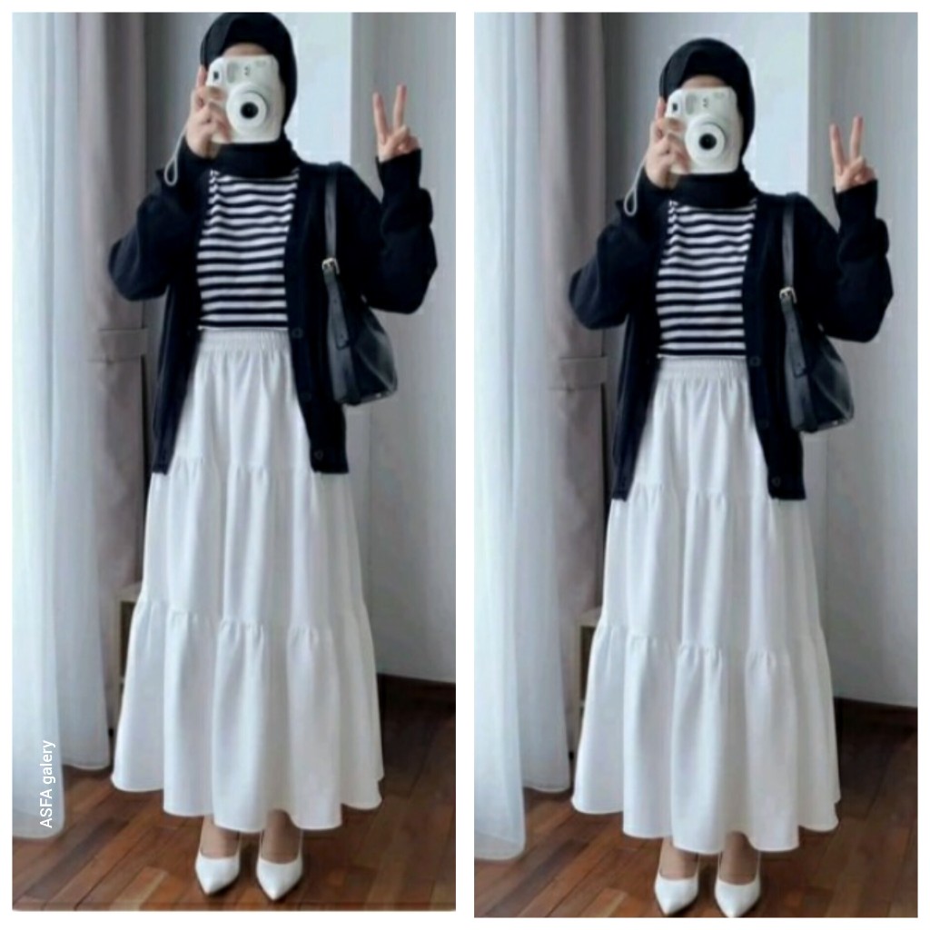 Jual ROK tutu PUTIH wanita SUSUN DEWASA ruflle korean style, rok susun ...