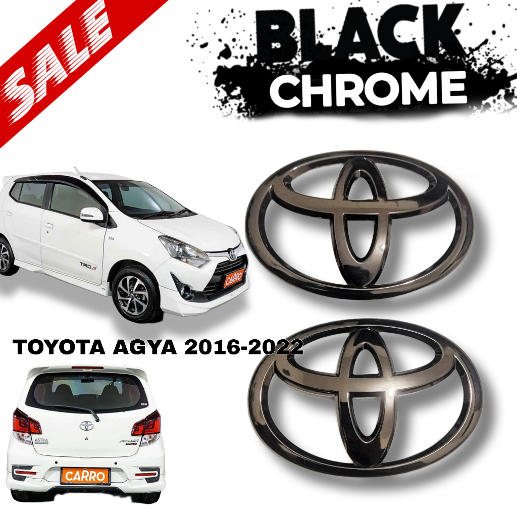 Jual Emblem Logo AGYA Black Chrome/ Toyota AGYA 2016-2022/ Paket Logo ...
