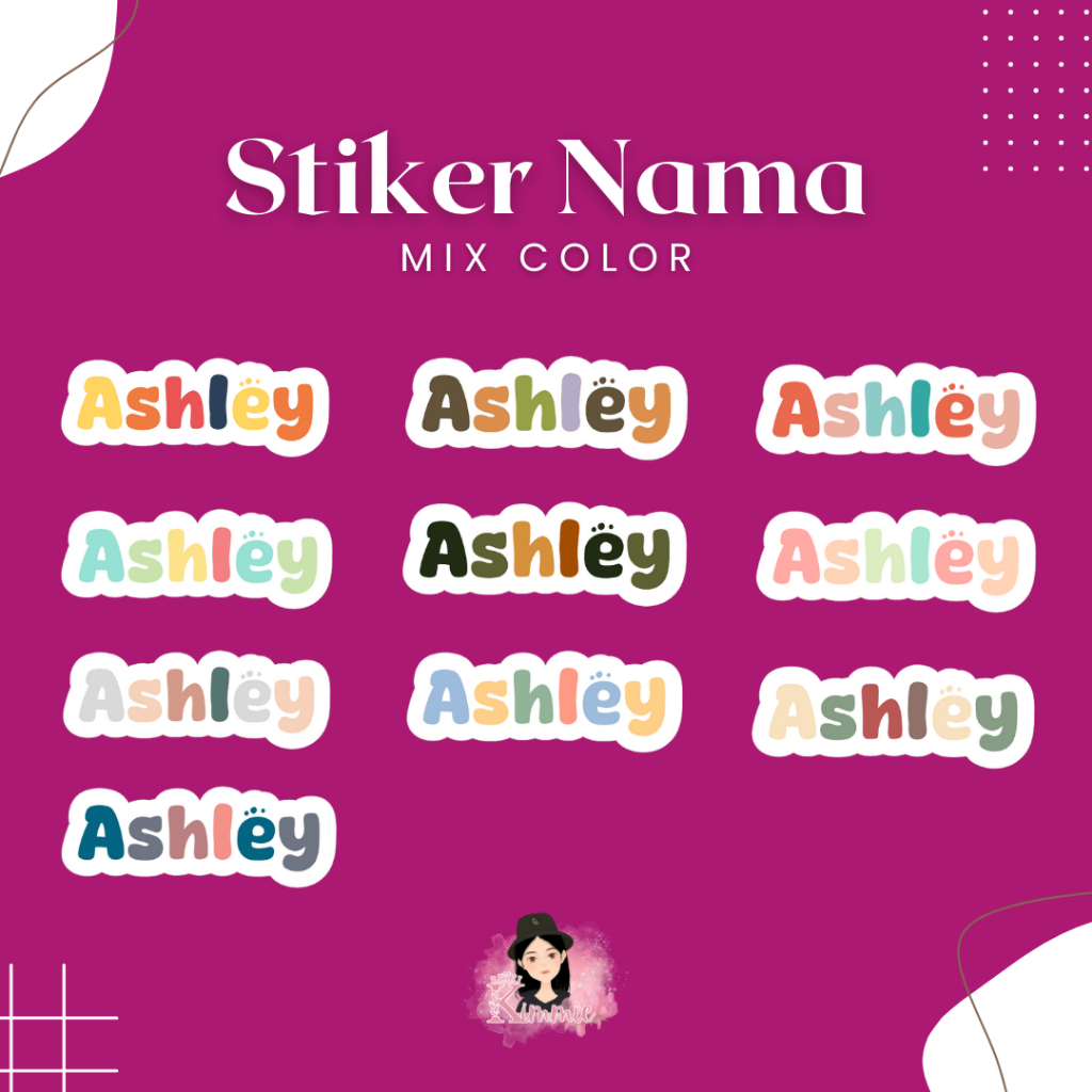 Jual KIMMIE Stiker Nama Custom Waterproof Mix Color Stiker Label Nama ...