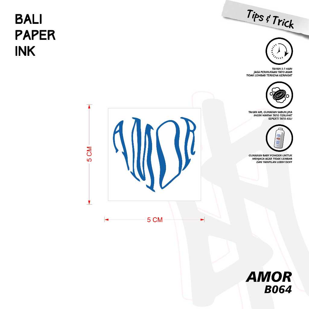 Jual Bali Paper Ink B064 Amor Tatto Temporary Basic Tato Temporer ...