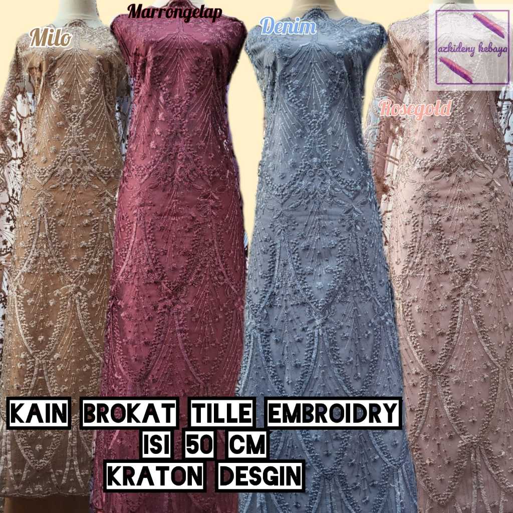 Jual kain brokat tile embroidry motif keraton isi per50cm | Shopee ...