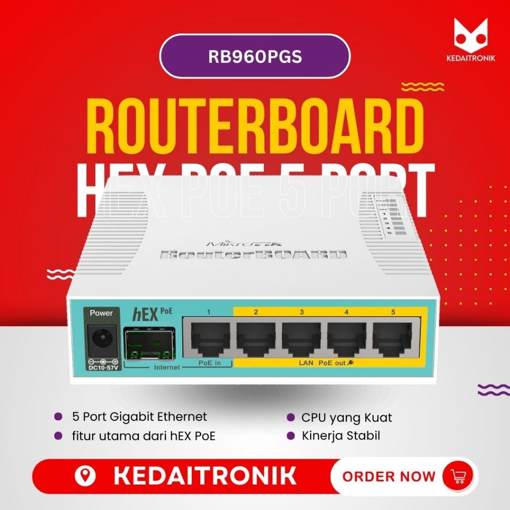 Jual MIkrotik RB960PGS hEX Poe 5 Port Gigabit Ethernet | Shopee Indonesia